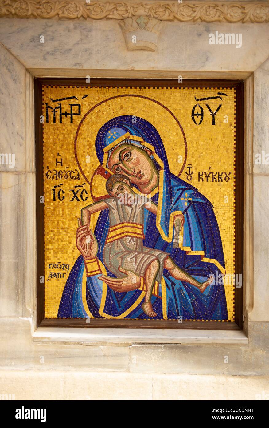 Mosaic icon of Virgin Mary, Kykkos Monastery, Troodos, Paphos District ...