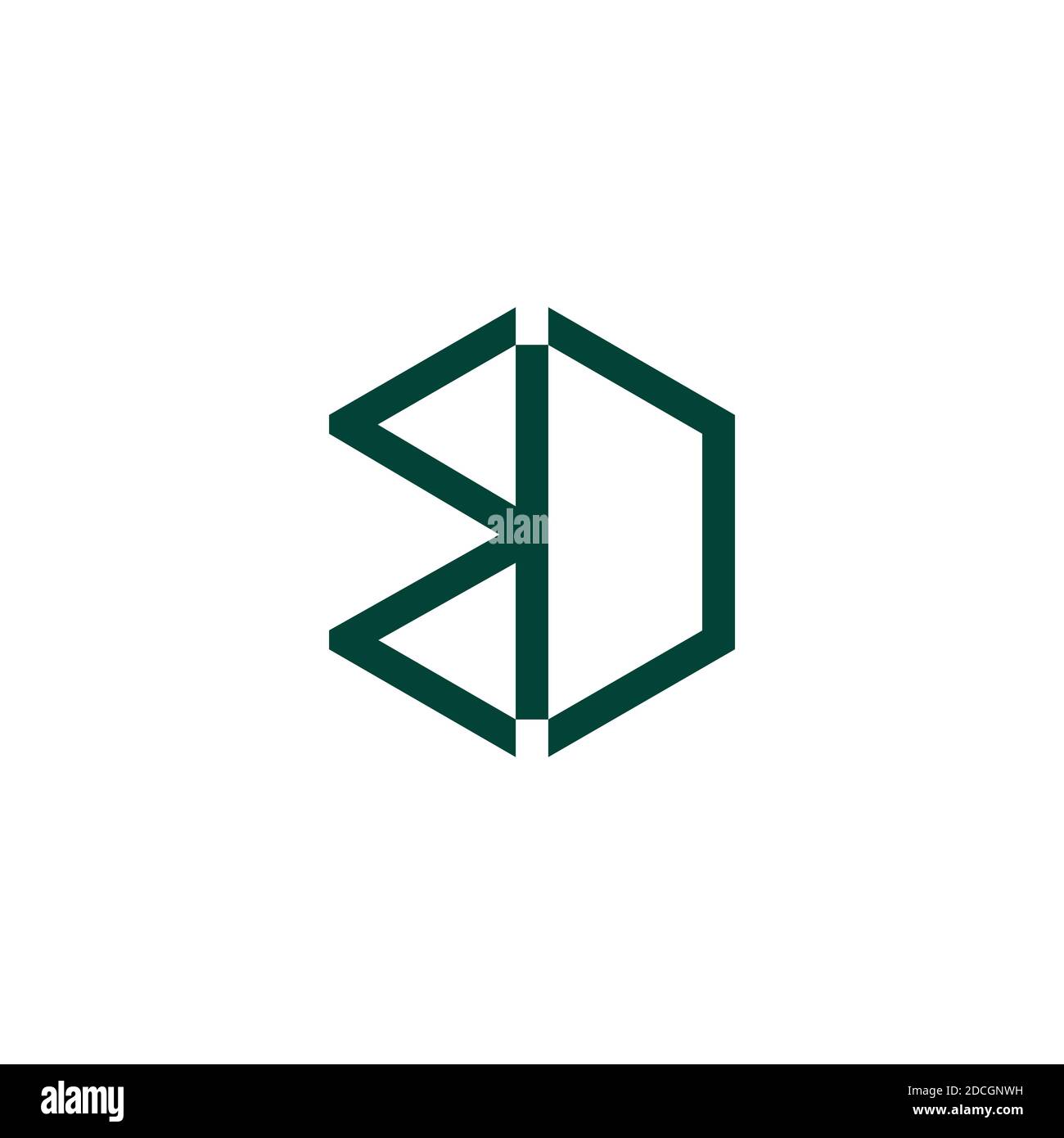 abstract letter BD geometric hexagonal line design logo vector Stock ...