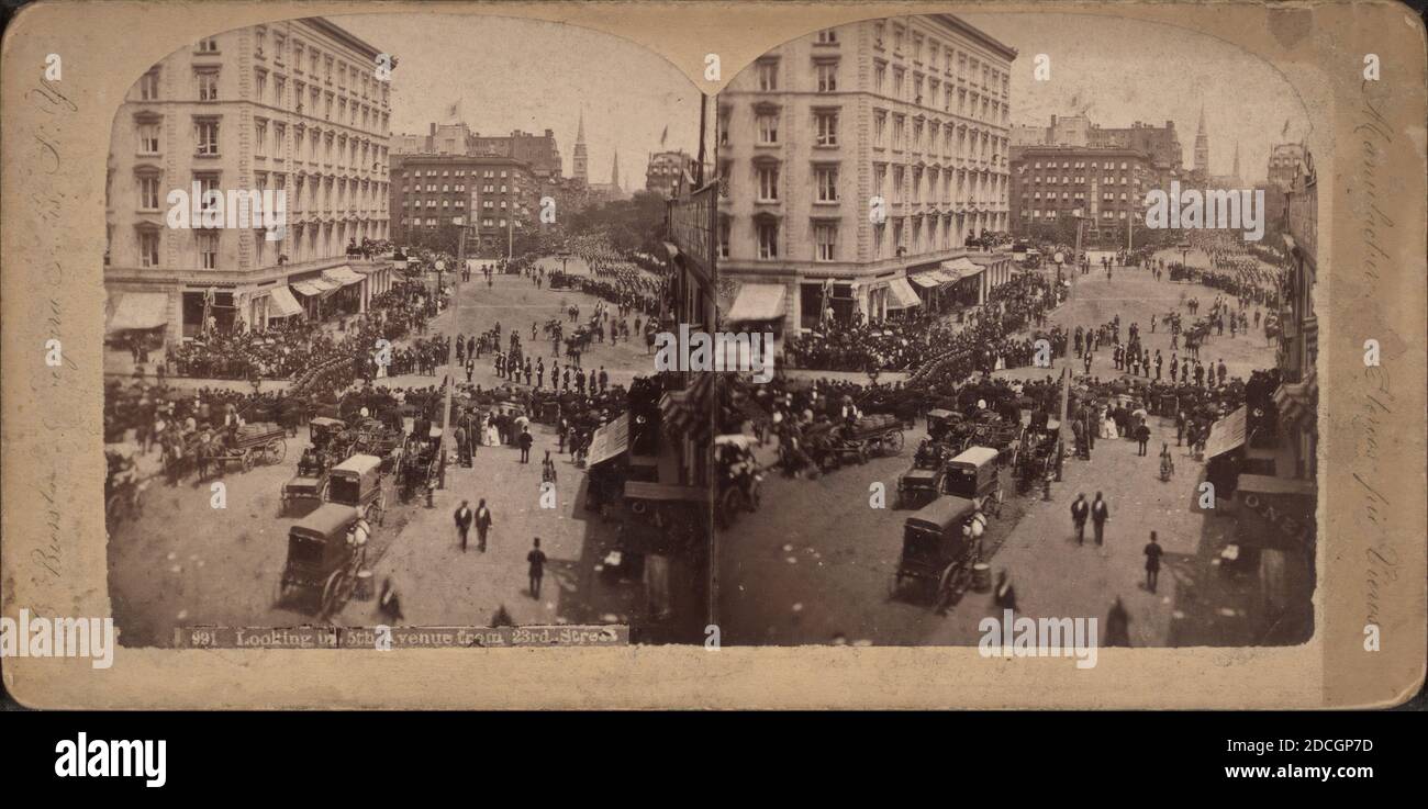 Looking up 5th Avenue from 23rd Street., 1859, New York (State), New ...
