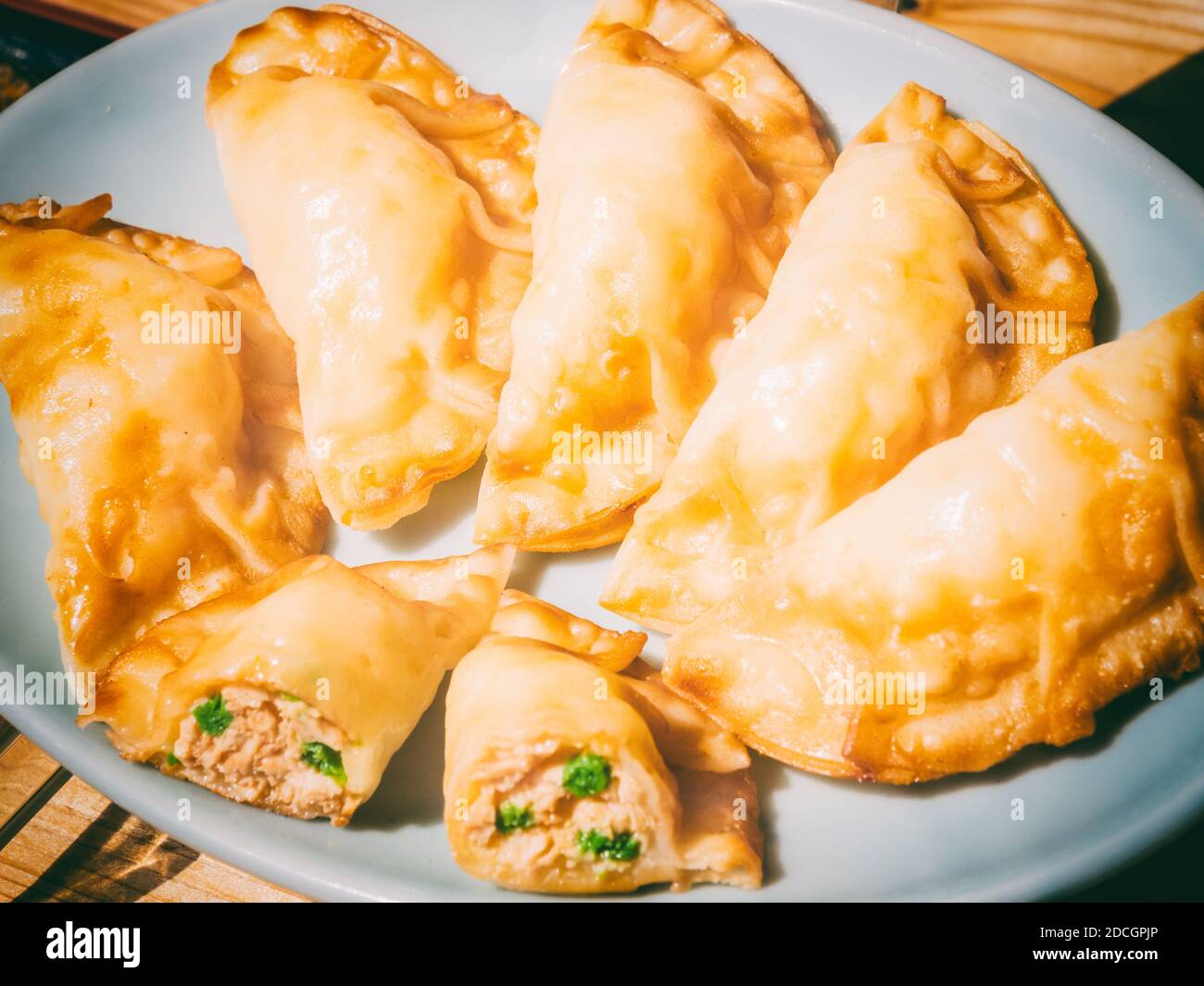 A closeup of a traditional Japanese dinner on a light blue plate Stock ...
