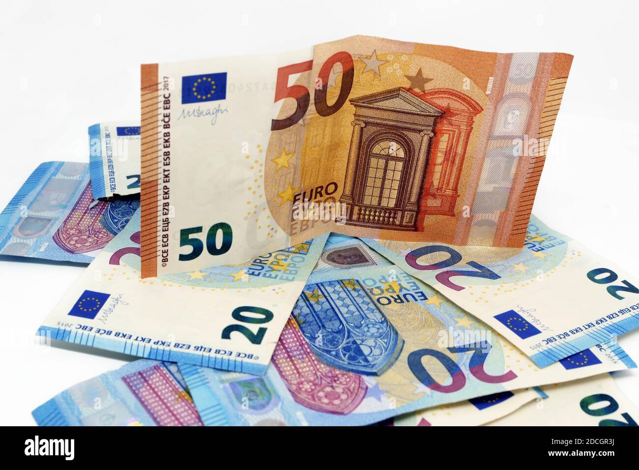 Euro banknotes.Pile of paper euro banknotes.Euro European currency ...