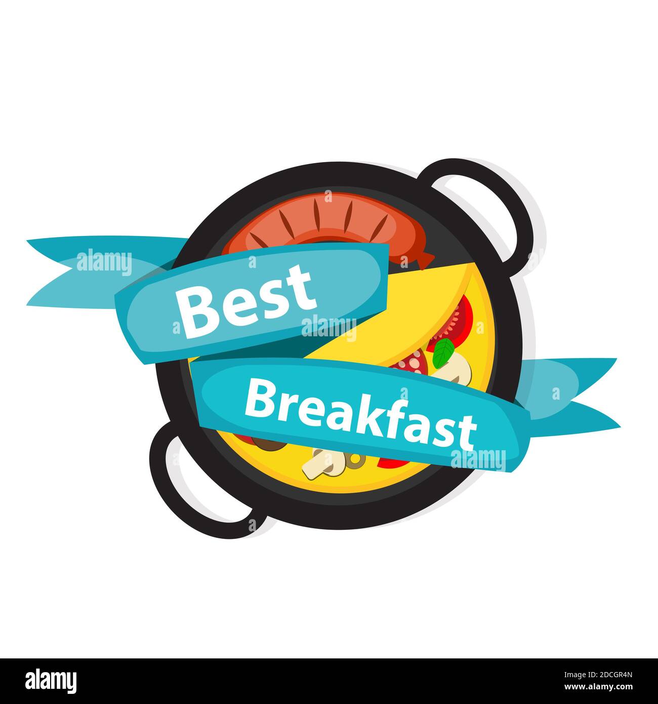 Breakfast Omelet with Sausage Icon in Modern Flat Style Illustration ...
