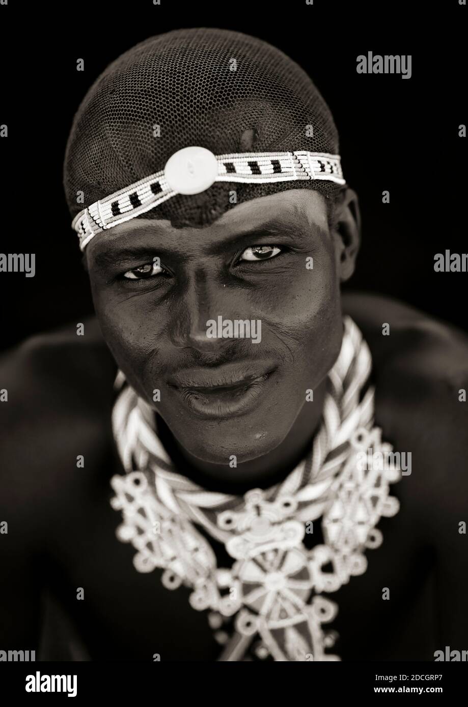 Portrait of a Samburu tribe moran, Samburu County, Maralal, Kenya Stock ...