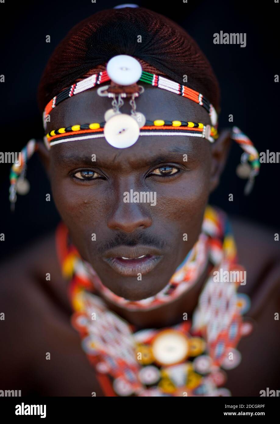Portrait of a Samburu tribe moran, Samburu County, Maralal, Kenya Stock ...