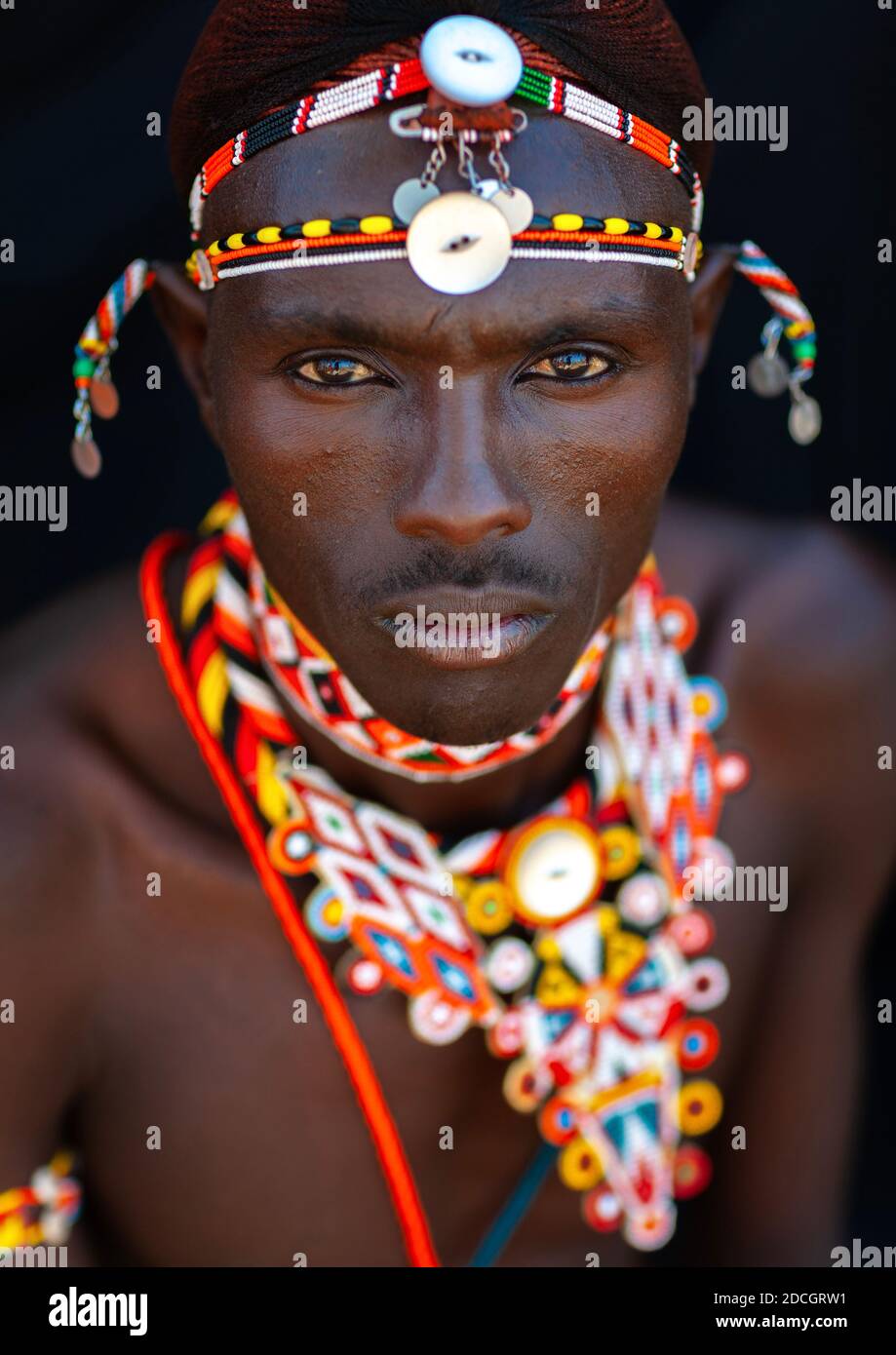 Portrait of a Samburu tribe warrior, Samburu County, Maralal, Kenya ...