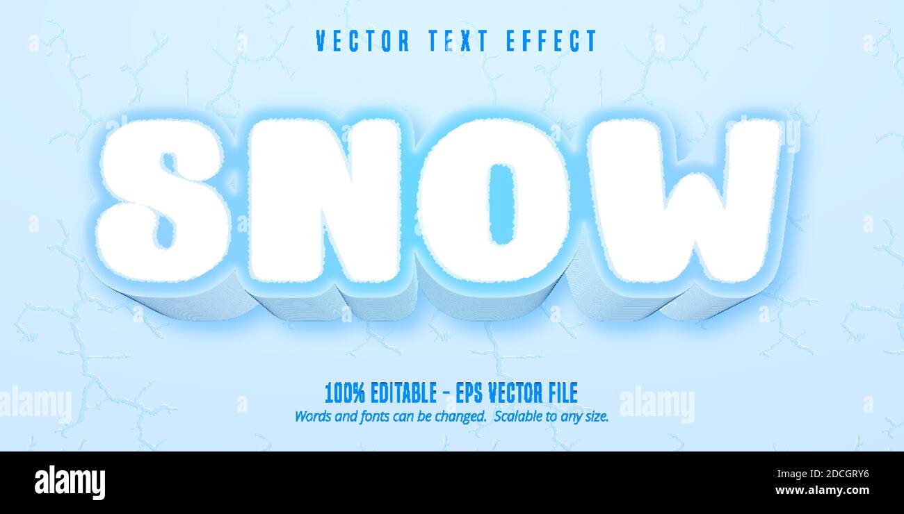 Snow text, cartoon game style editable text effect Stock Vector Image ...