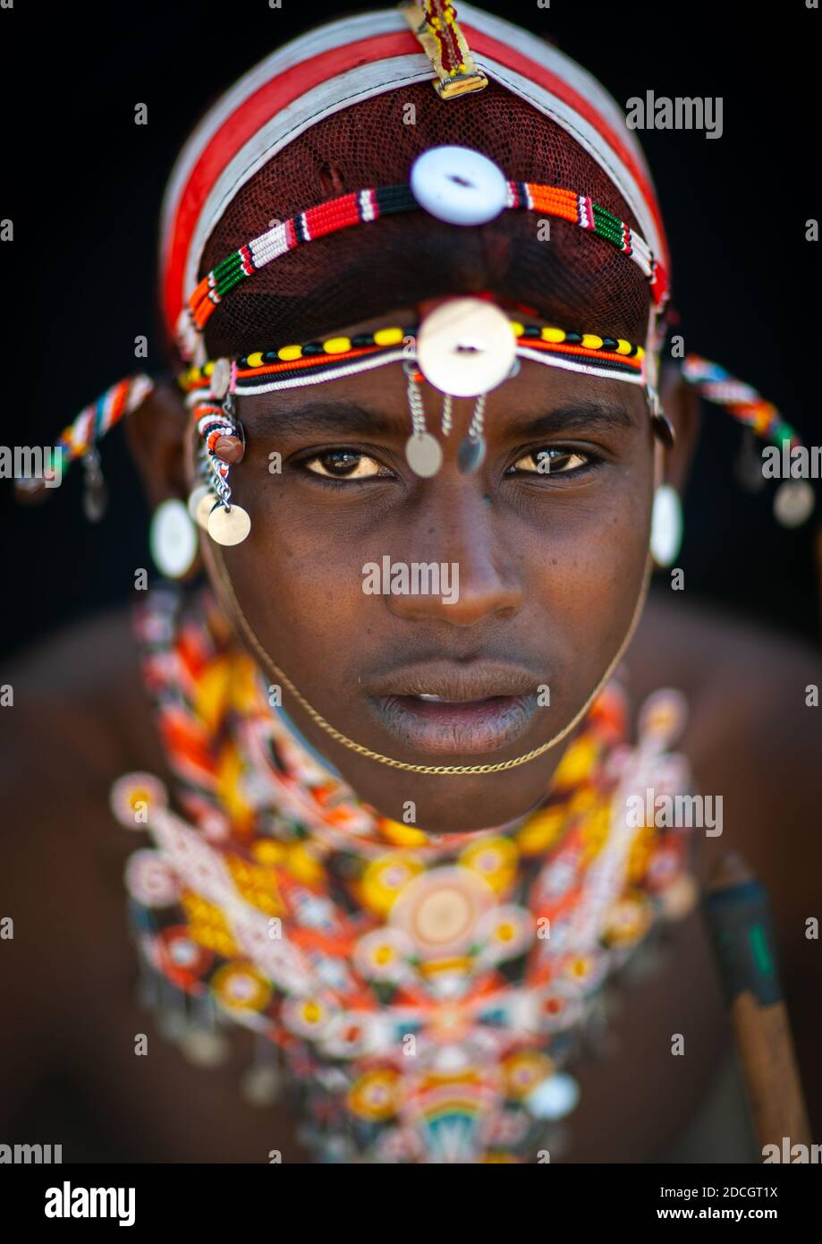 Portrait of a Samburu tribe moran, Samburu County, Maralal, Kenya Stock ...