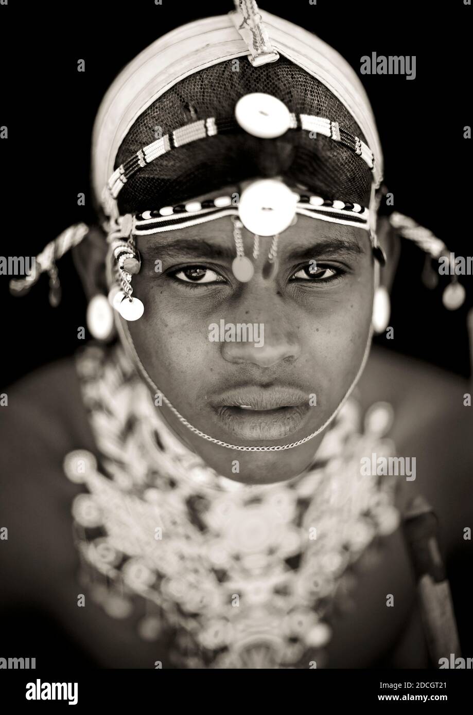 Portrait of a Samburu tribe moran, Samburu County, Maralal, Kenya Stock ...
