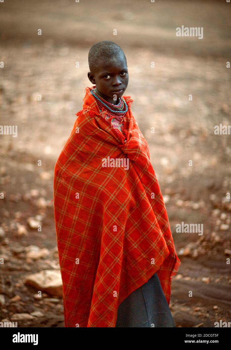 Samburu tribe girl with a blanket, Samburu County, Maralal, Kenya Stock ...