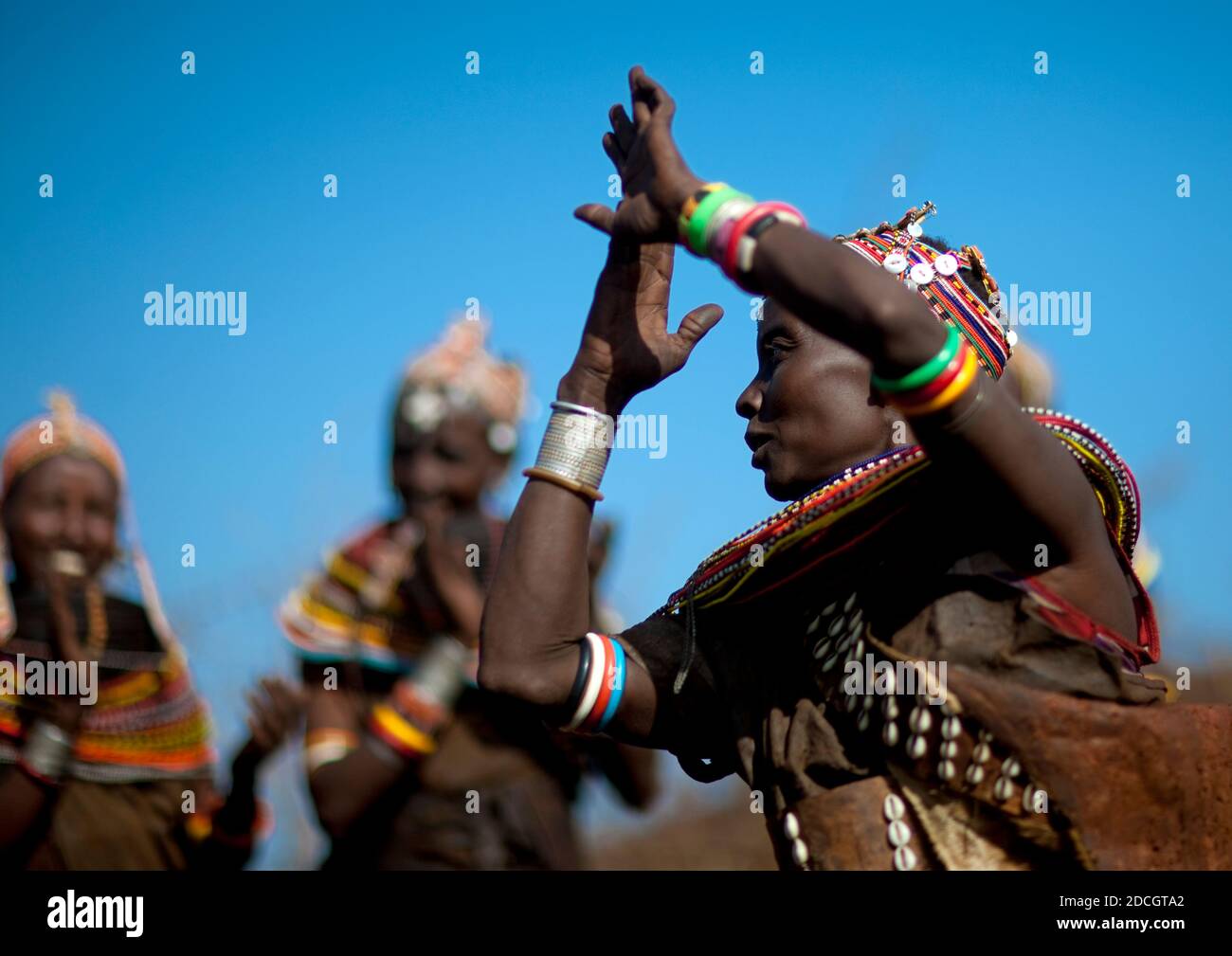 Rendille tribe women dancing during a ceremony, Marsabit County ...
