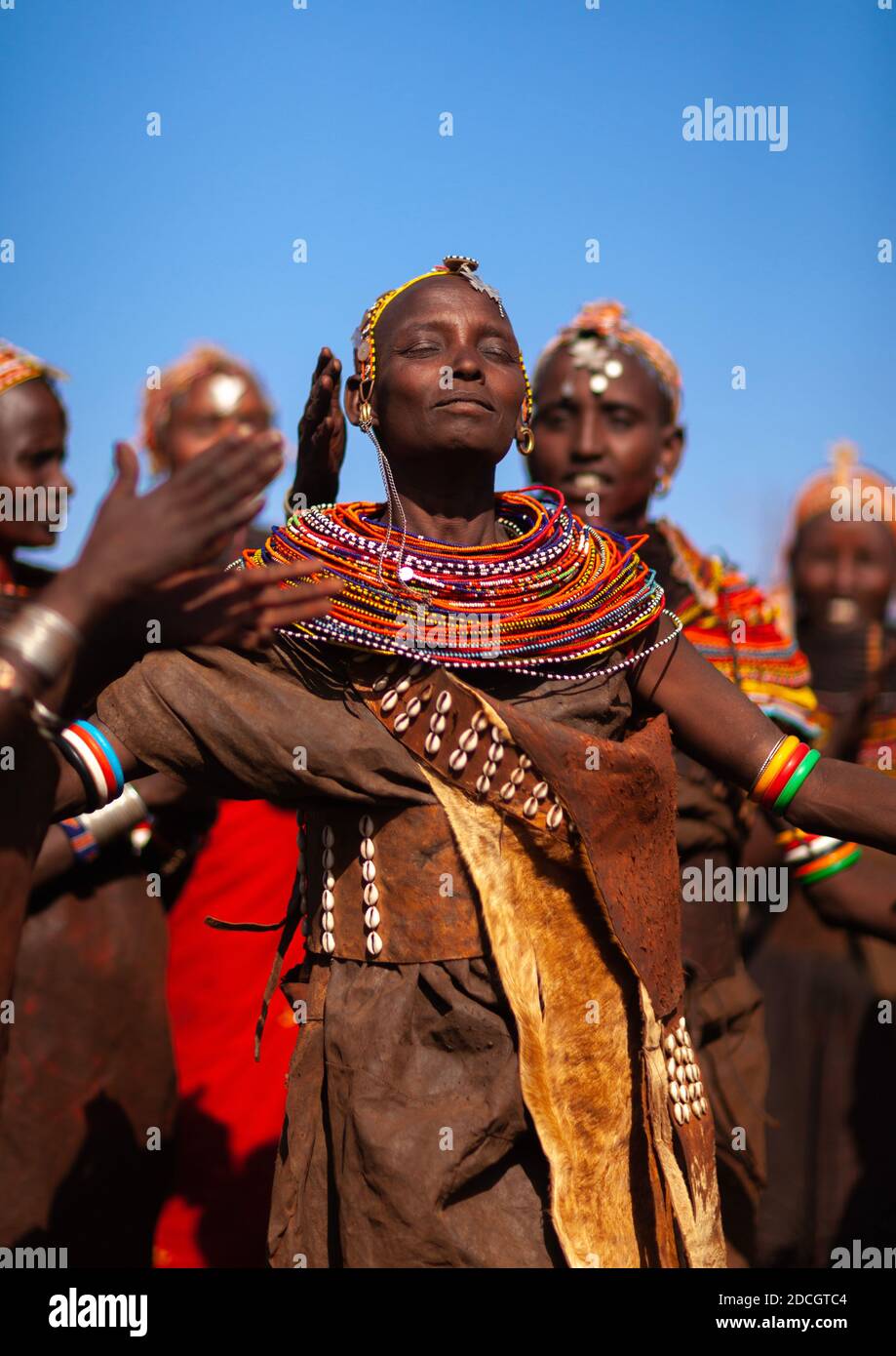 Rendille tribe women dancing during a ceremony, Marsabit County ...
