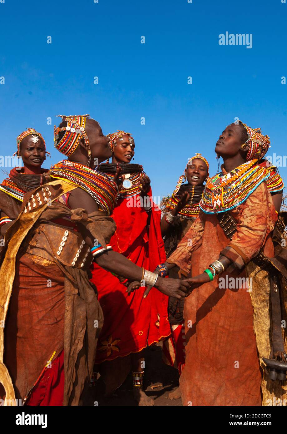 Rendille tribe women dancing during a ceremony, Marsabit County ...
