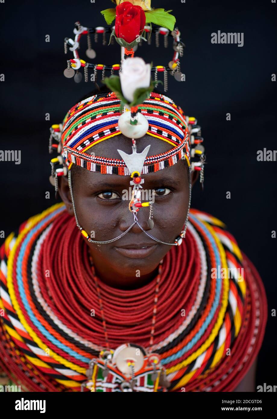 Portrait of a Rendille tribe woman, Rift Valley Province, Turkana lake ...
