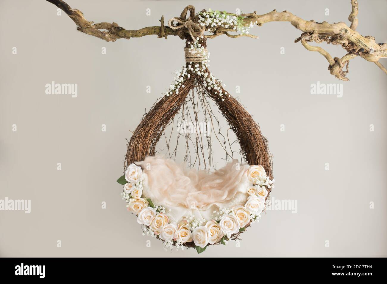 Beautiful newborn digital background with flowers. Composite for baby ...