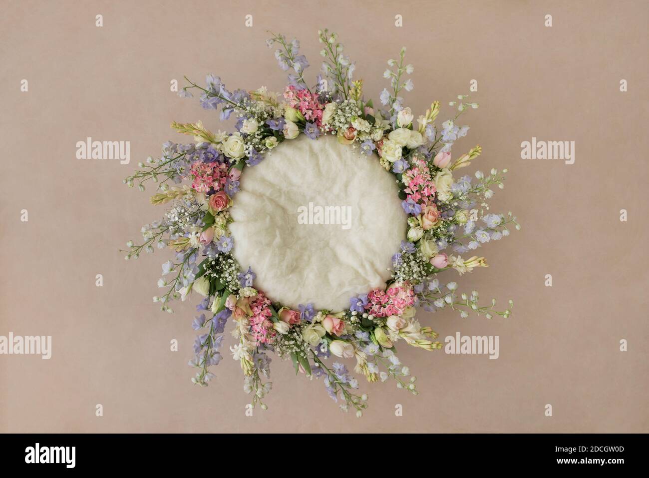 Beautiful newborn digital background with flowers. Composite for baby ...