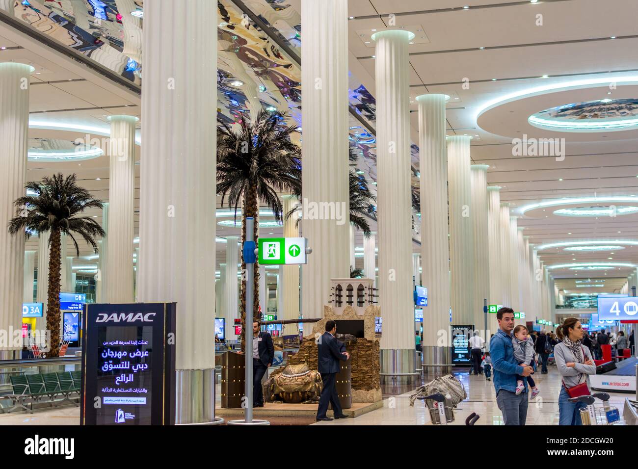 Interior of Arrival of Dubai International Airport Terminal 3 (T3), the ...