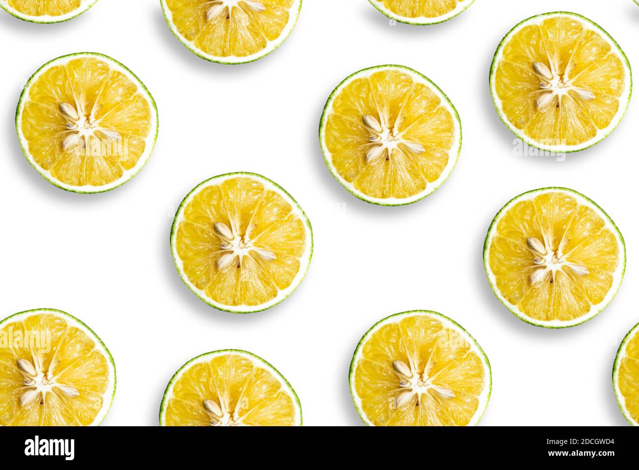 fresh lime slices pattern on white color background Stock Photo - Alamy