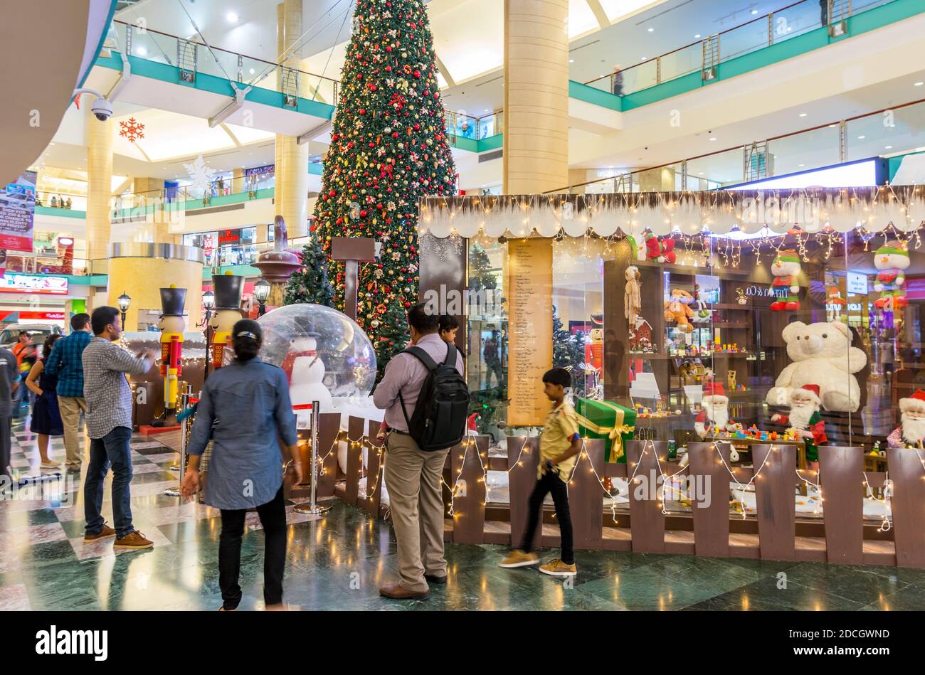Dahbi mall with big Christmas tree, United Arab Emirates Stock Photo ...