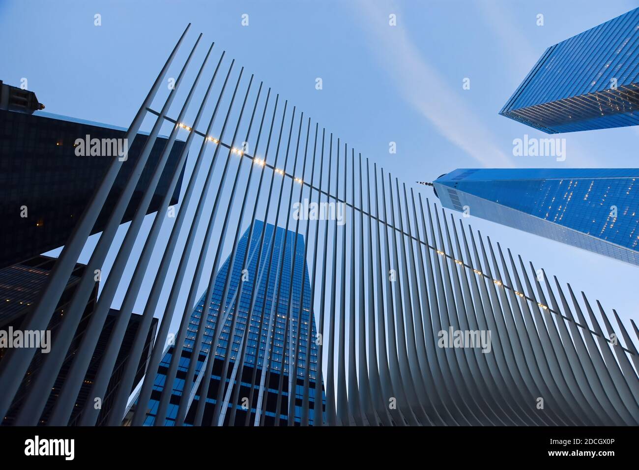 Night view with World Trade Center architecture with The Oculus of the ...