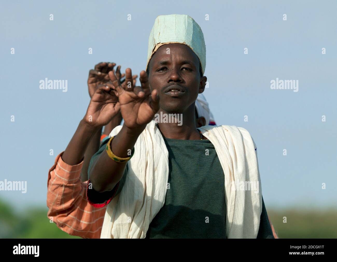 Gabra tribe man dancing, Marsabit County, Chalbi Desert, Kenya Stock ...