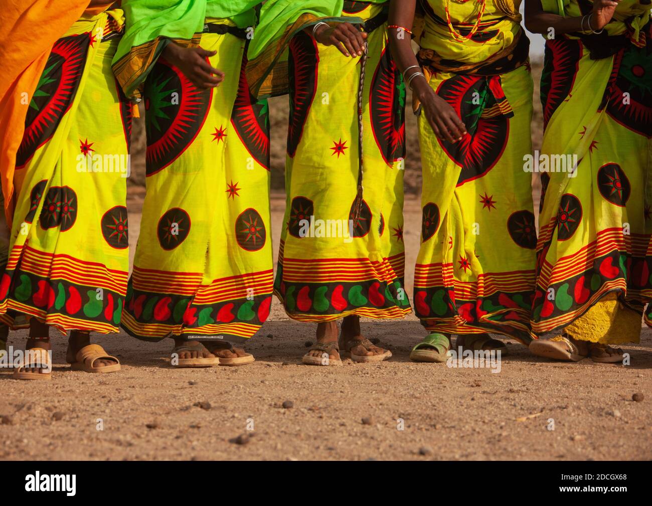 Gabra tribe women dancing in line, Marsabit County, Chalbi Desert ...