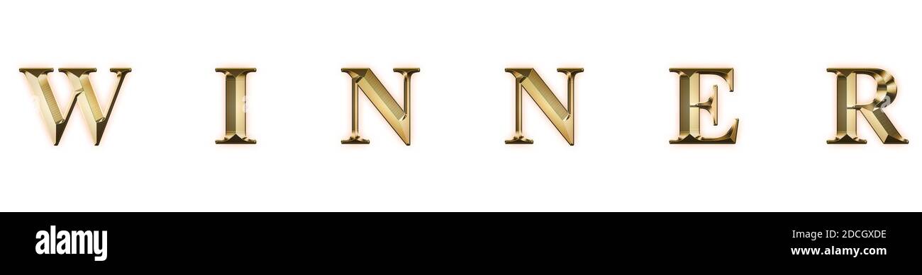 Winner - a word winner on a white background with gold effect letters ...