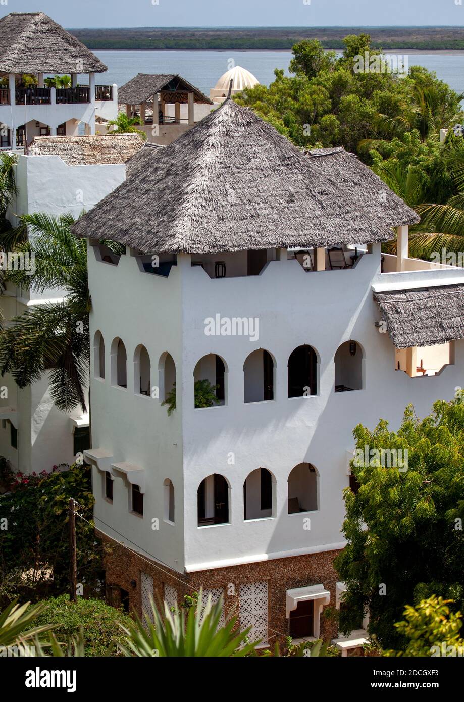 Stone townhouses and luxury mansions with thatched roofs, Lamu County ...