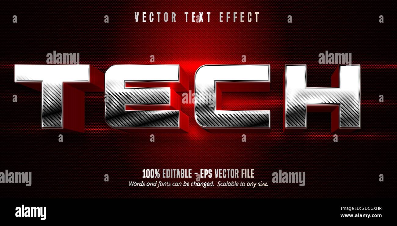 Tech text, metallic silver style editable text effect Stock Vector ... Tech text, metallic silver style editable text effect Stock Vector ...