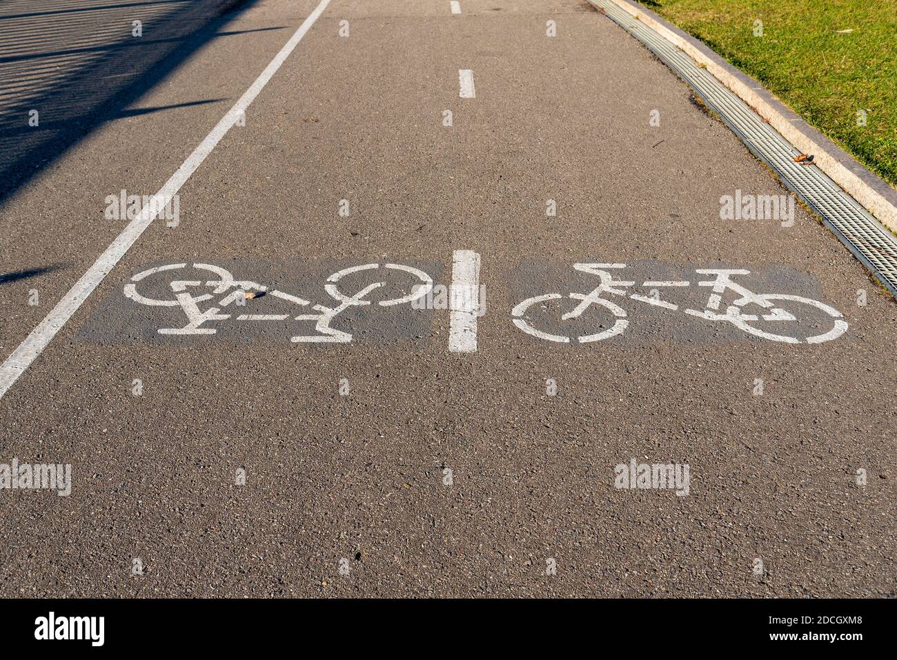 bike lane, road for bicycles Walking bike path in the summer, city Park ...