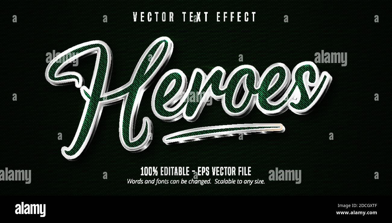 Heroes text, green color and shiny silver style editable text effect ... Heroes text, green color and shiny silver style editable text effect ...