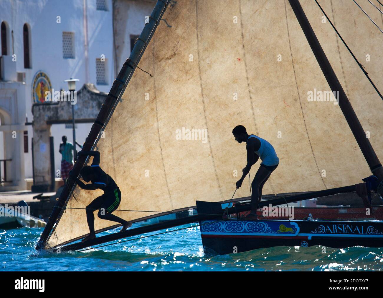 Dhow race during the Maulid festival, Lamu county, Lamu, Kenya Stock ...