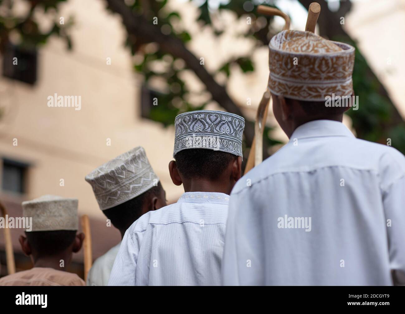 Muslim children dancing with sticks during Maulid festival, Lamu County ...