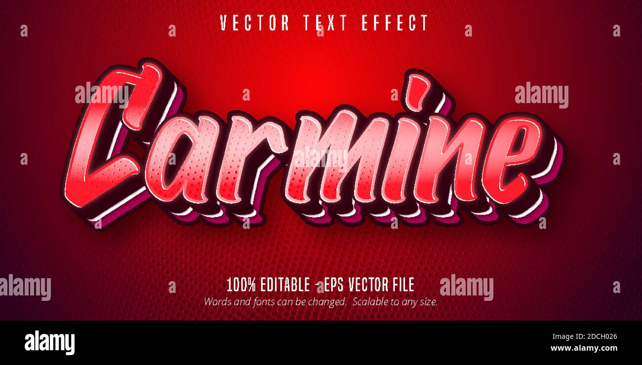 Carmine text, red color pop art style editable text effect Stock Vector ...