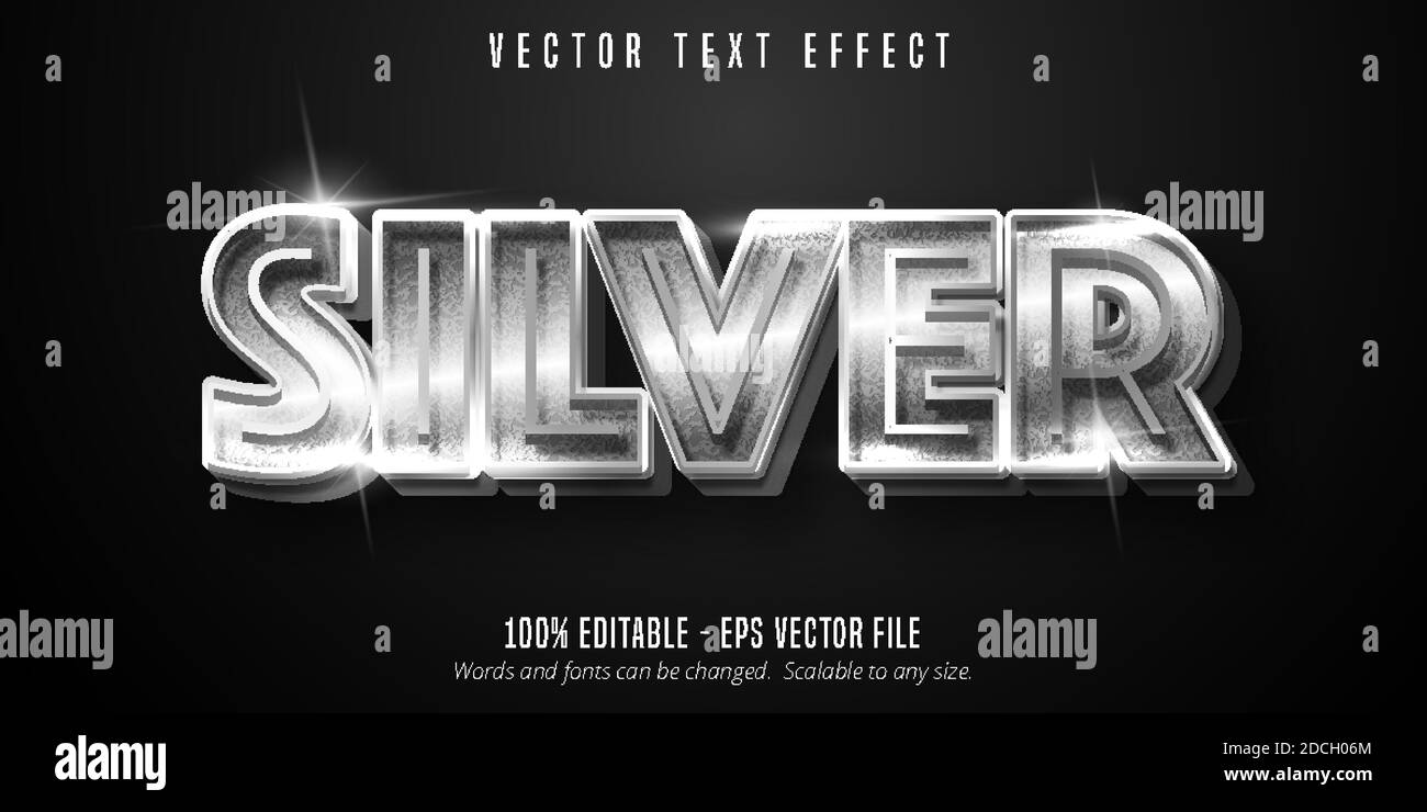Silver text, shiny metallic style editable text effect Stock Vector ... Silver text, shiny metallic style editable text effect Stock Vector ...