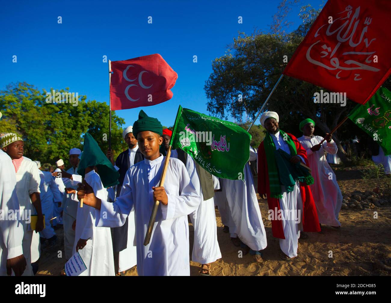 Muslim people celebrating the Maulid festival, Lamu County, Lamu, Kenya ...