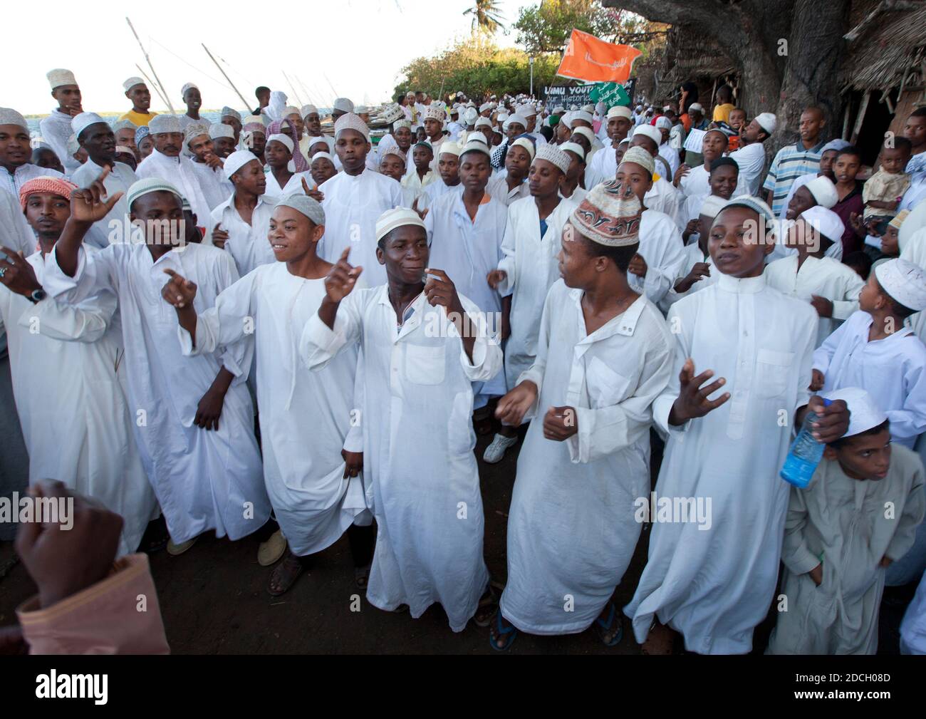 Muslim people celebrating the Maulid festival, Lamu County, Lamu, Kenya ...