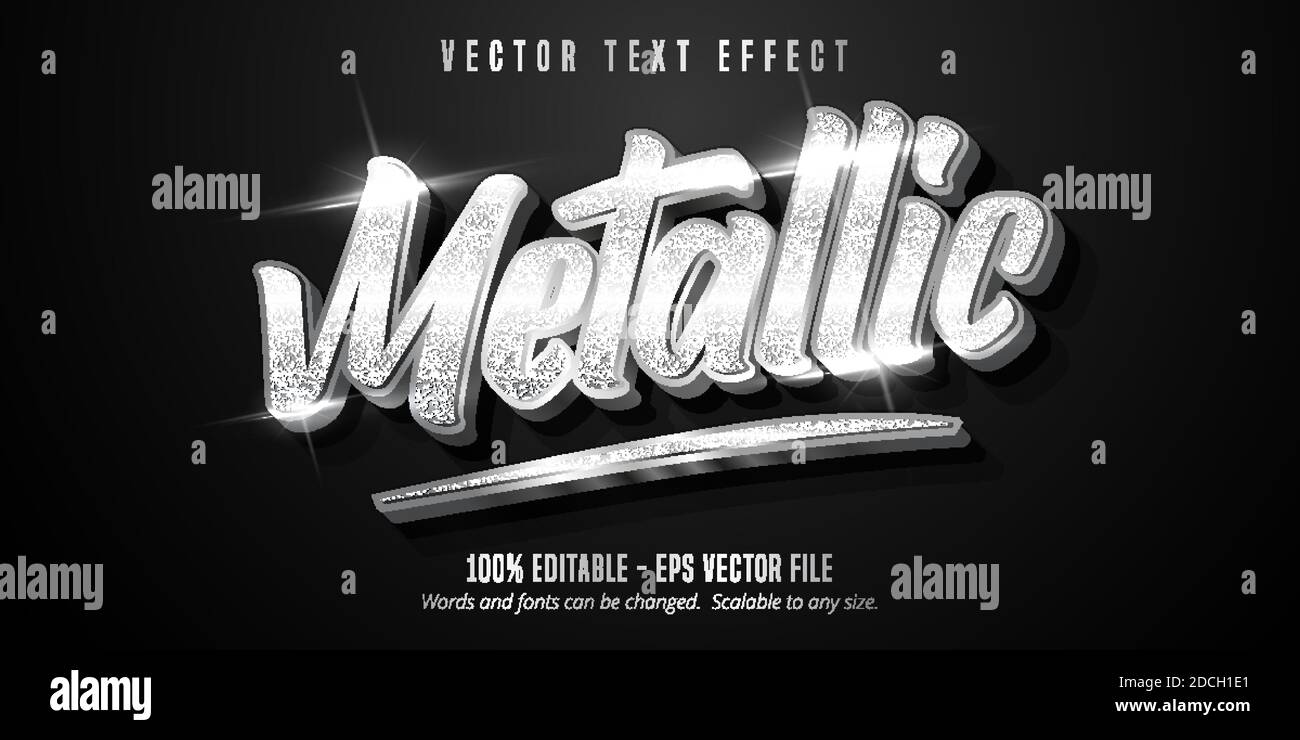 Metallic text, shiny silver style editable text effect Stock Vector ... Metallic text, shiny silver style editable text effect Stock Vector ...