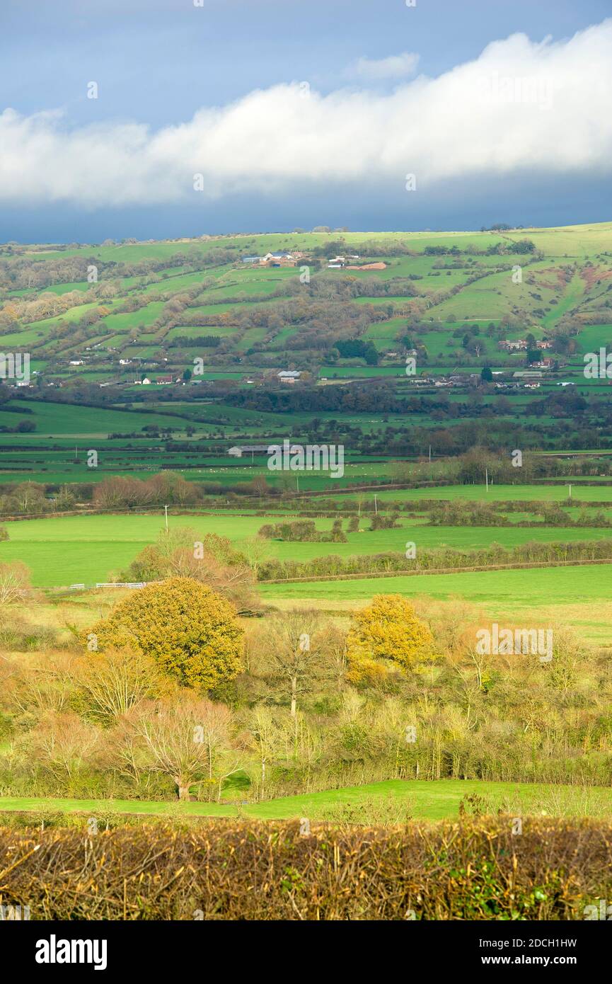 Autumn landscape, Mendip Hills and Cheddar Valley, Somerset Stock Photo ...