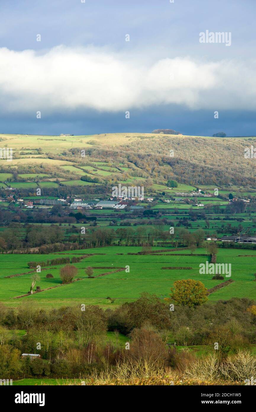 Autumn landscape, Mendip Hills and Cheddar Valley, Somerset Stock Photo ...