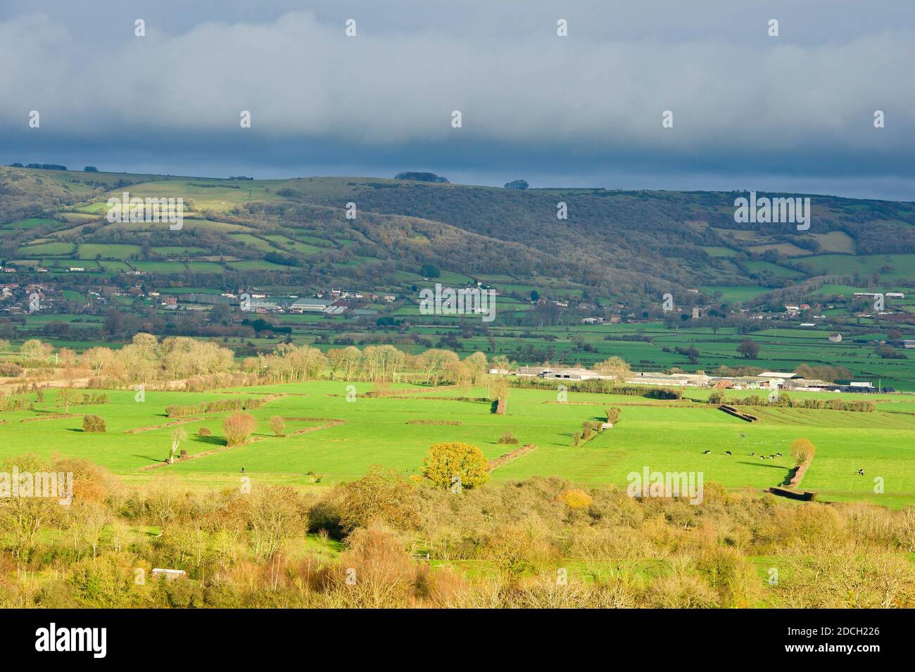 Autumn landscape, Mendip Hills and Cheddar Valley, Somerset Stock Photo ...