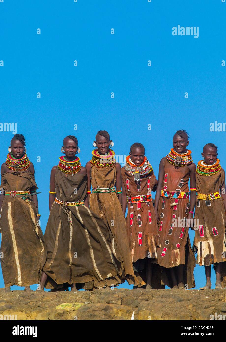 Portrait of Turkana tribe women, Marsabit County, Loiyangalani, Kenya ...