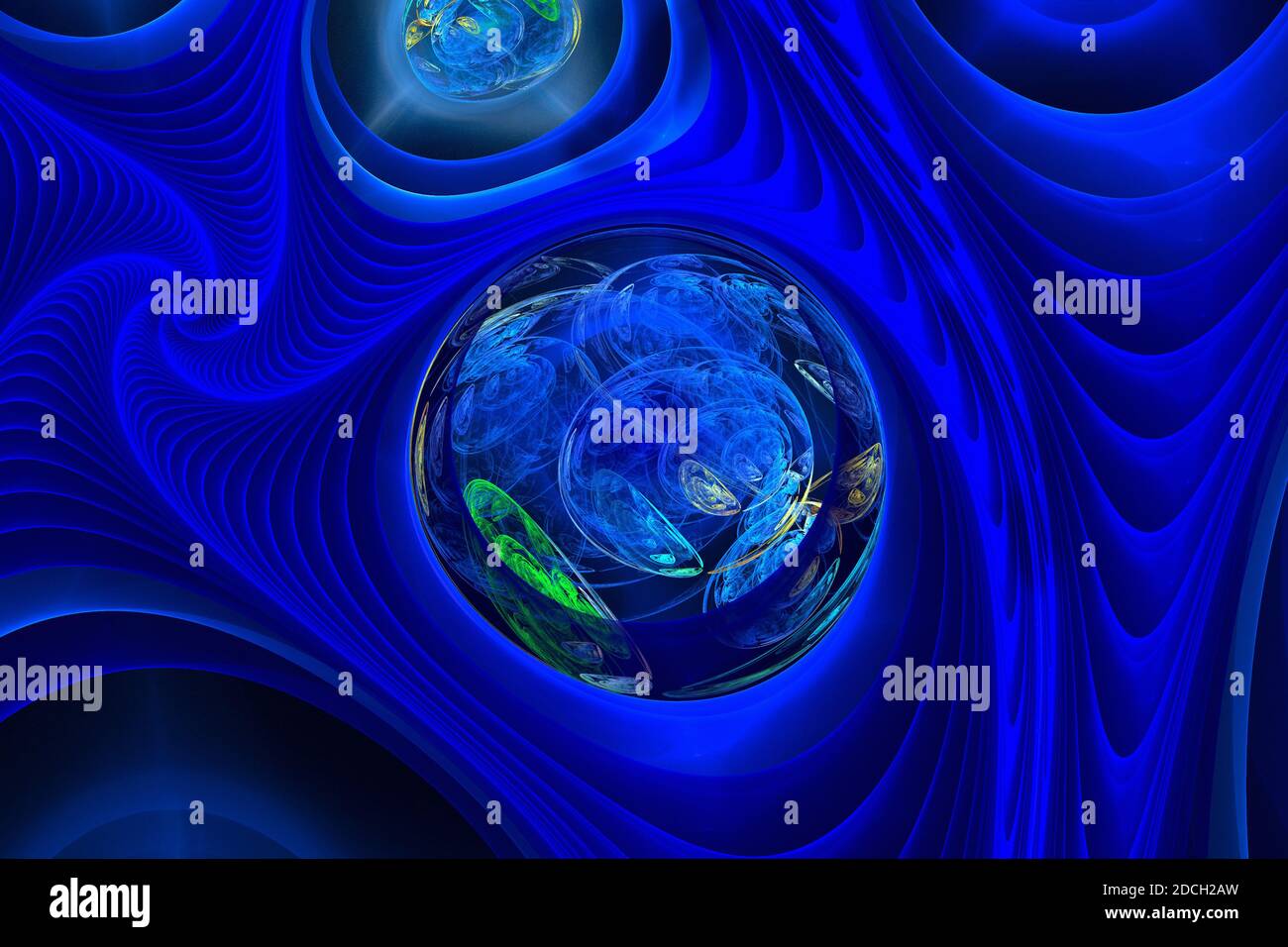 Blue planet in the infinity of everything, a fractal symbolizing the ...