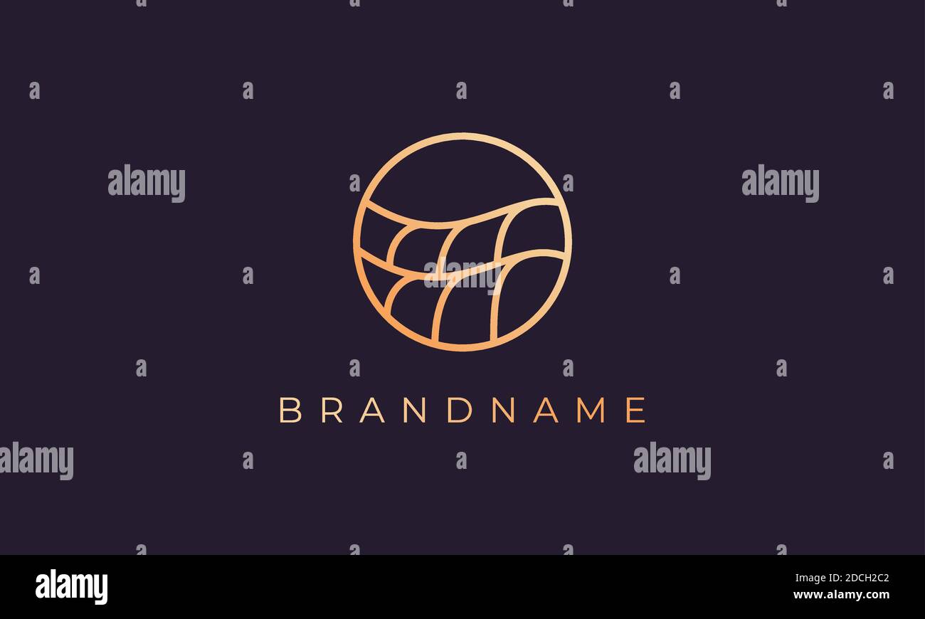 Elegant gold line logo design with simple and modern shape of ocean ...
