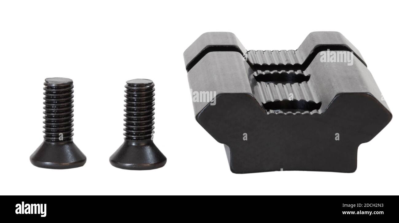 Base and bolts to mount to a rifle and attach a rifle scope Stock Photo ...