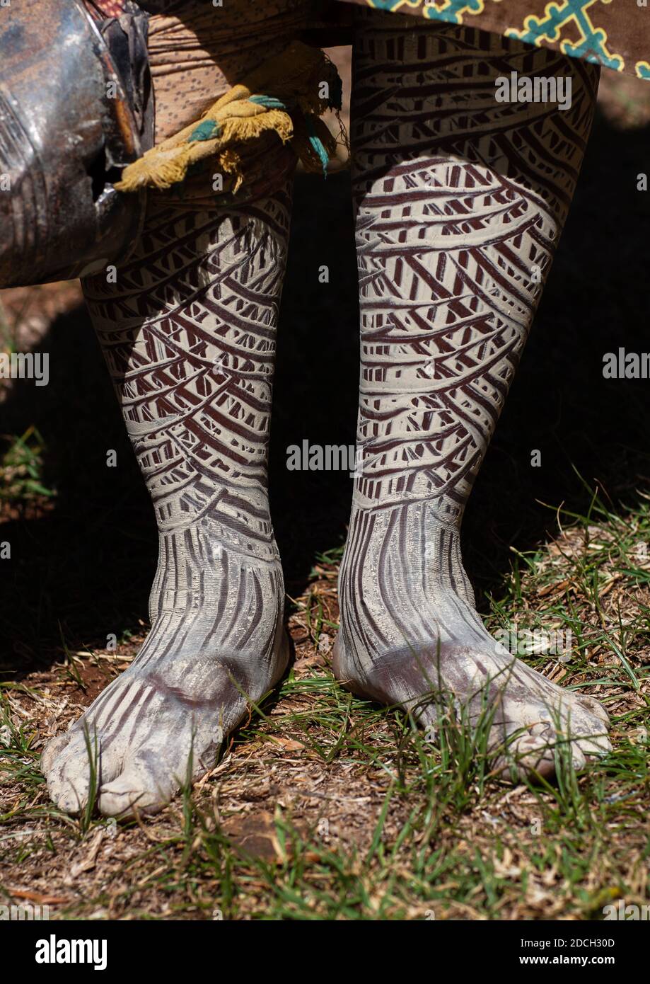 Kikuyu tribe woman feet with traditional make up, Laikipia County ...