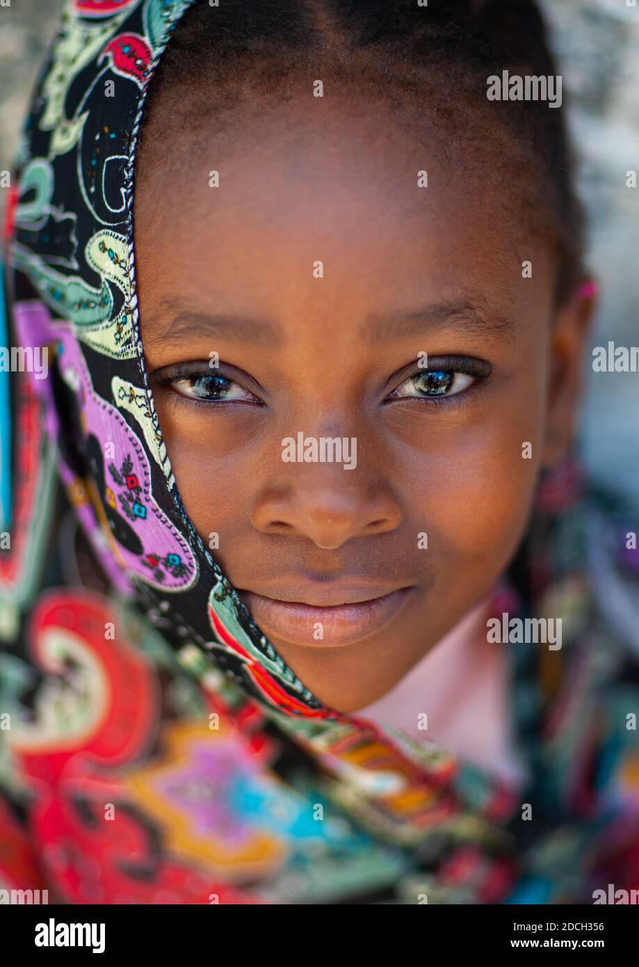 Portrait of a cute swahili girl, Lamu County, Lamu, Kenya Stock Photo ...