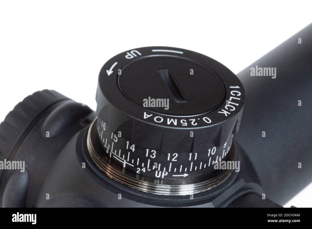 Dial to adjust elevation on a riflescope isolated on white Stock Photo ...