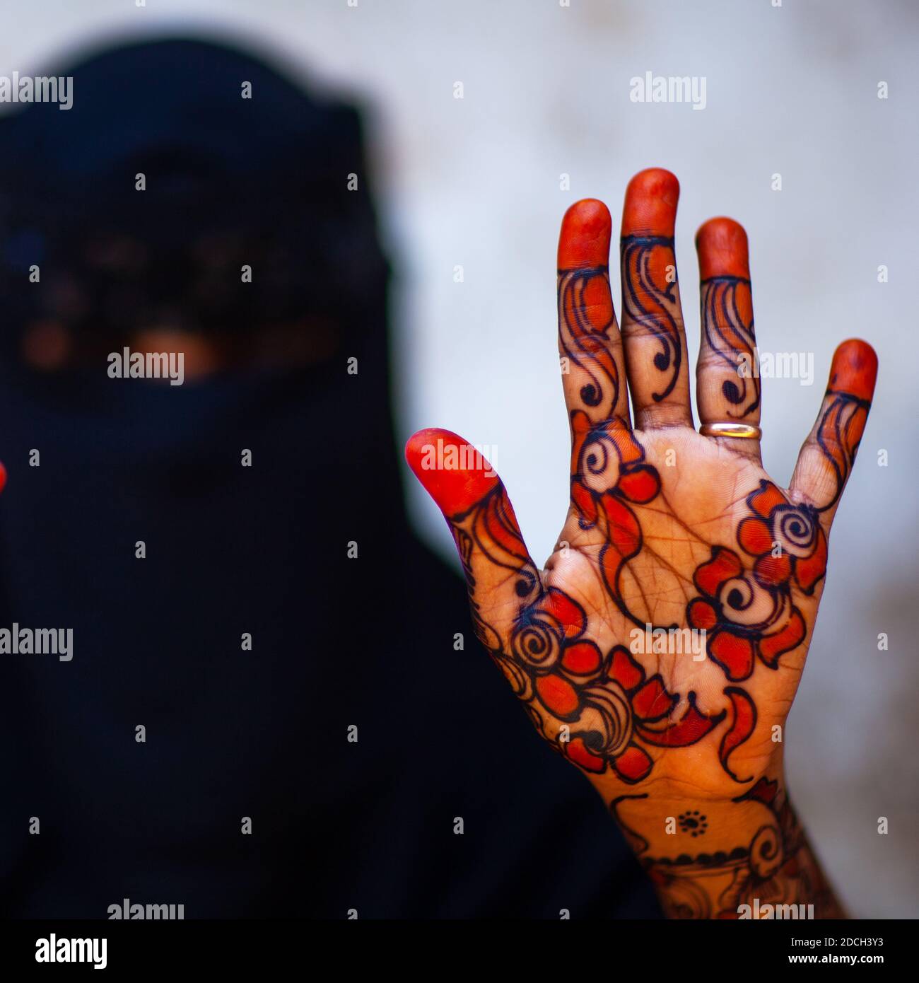 Muslim woman with henna on the hands and arms, Lamu County, Lamu, Kenya ...