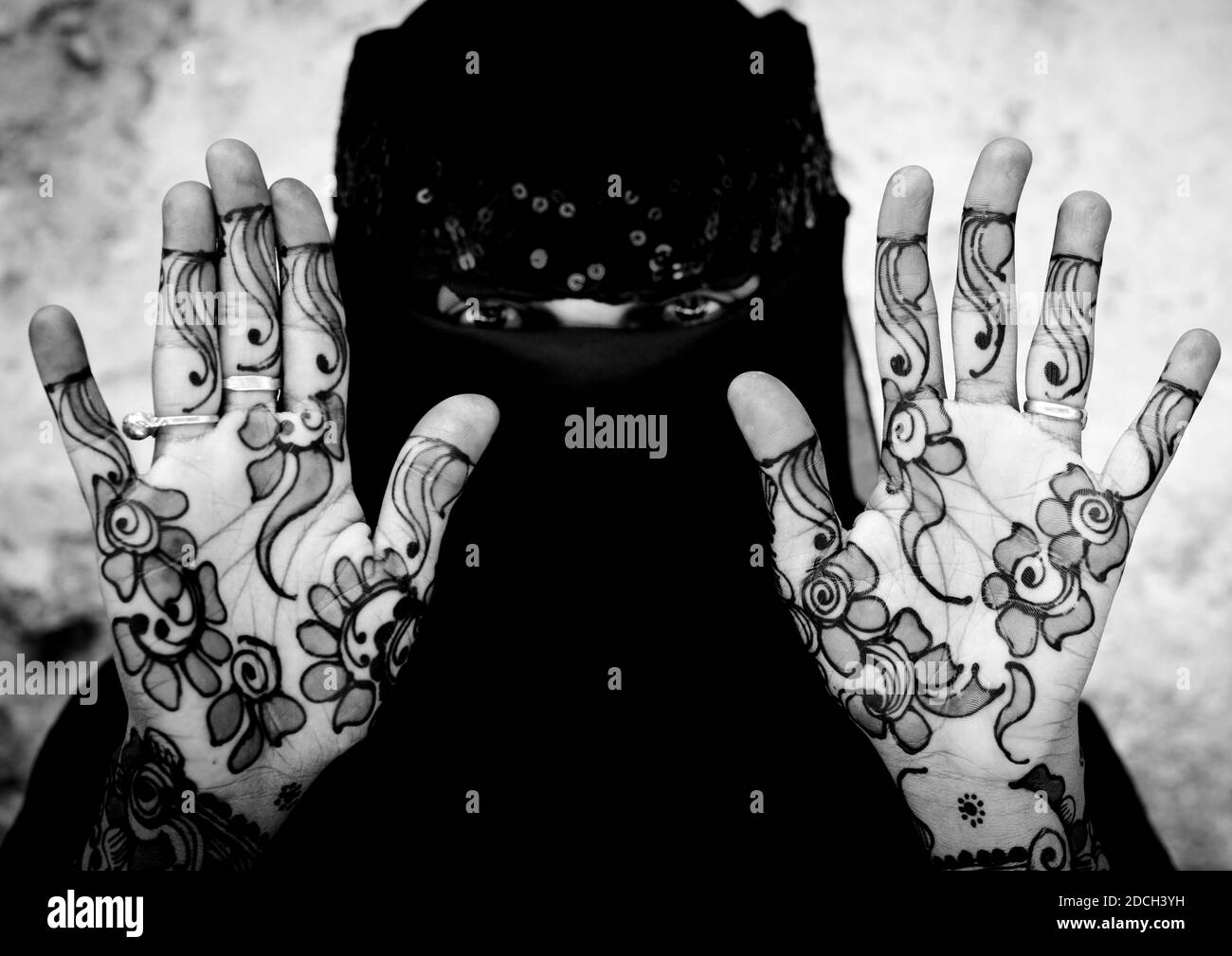 Muslim woman with henna on the hands and arms, Lamu County, Lamu, Kenya ...