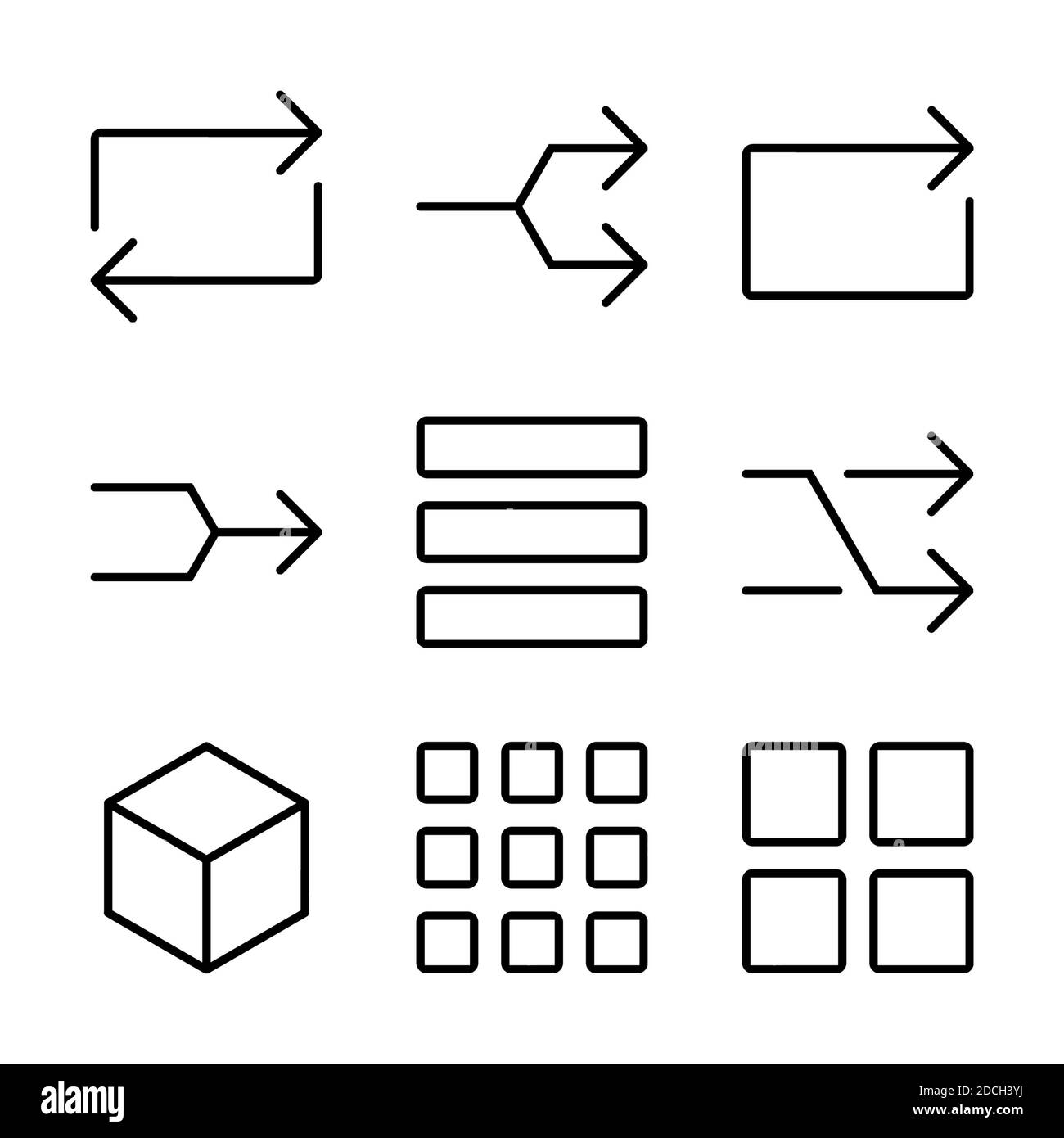 Line icons symbols - application arrow menu Stock Photo - Alamy